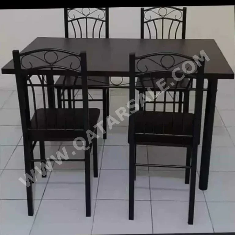 Tables & Sideboards - Black Qatar - Solid Wood Table & Chairs Metal / 3 ...