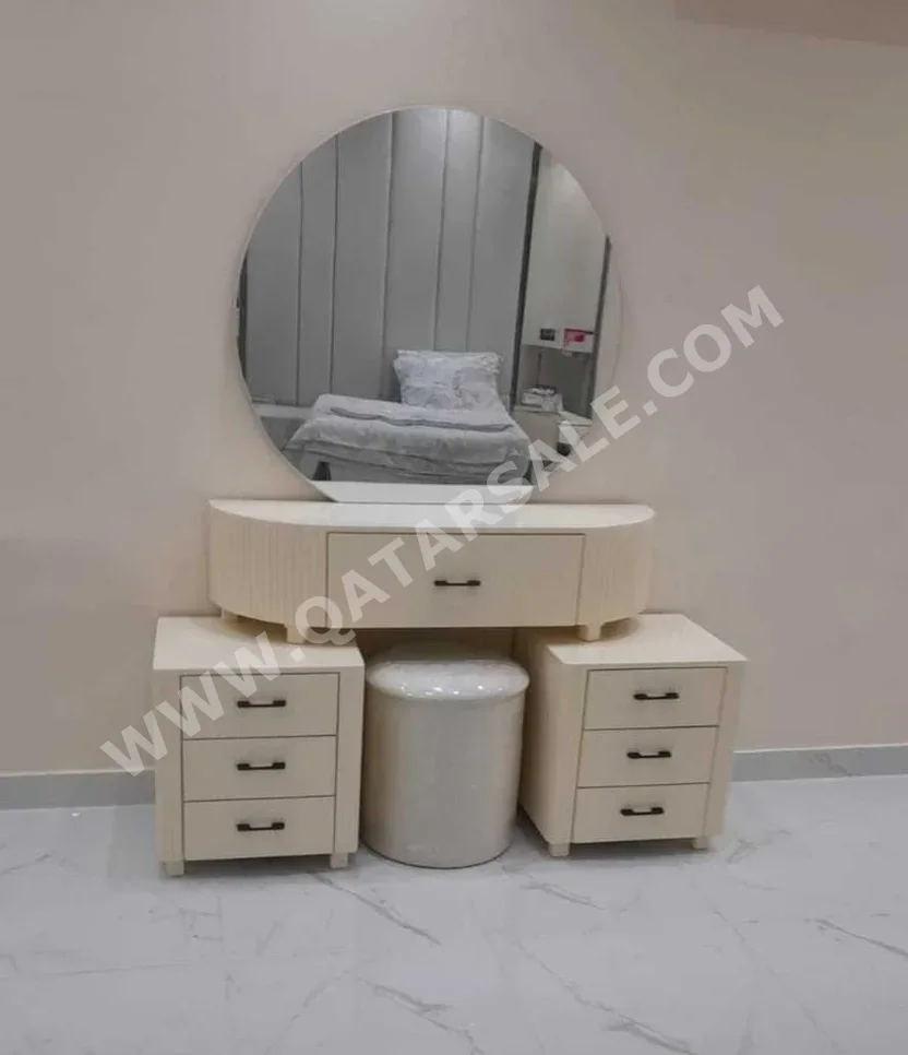 Wardrobes & Dressers - Dressing Table, Mirror, Chair & 2 Shelving Units - Doha Furniture - Beige ...