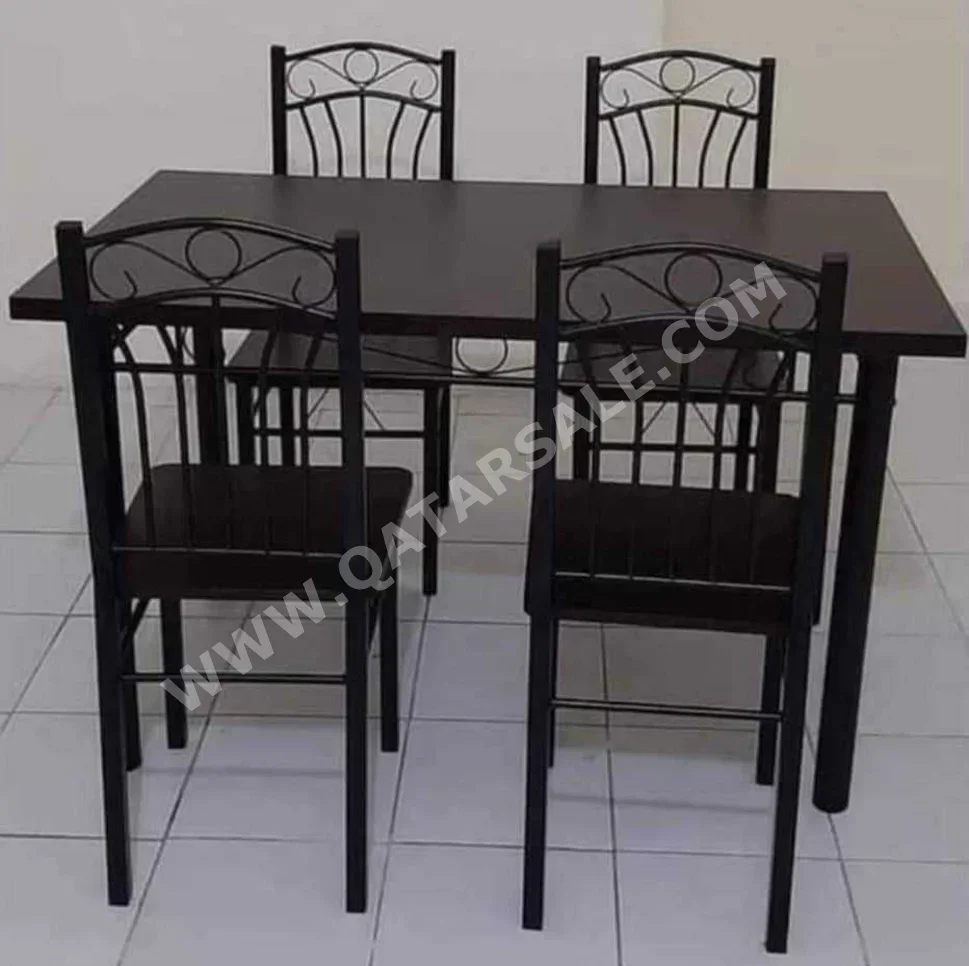 - Lifestyle Dining Table with Chairs - Brown / Square - 4 Seats MDF ...