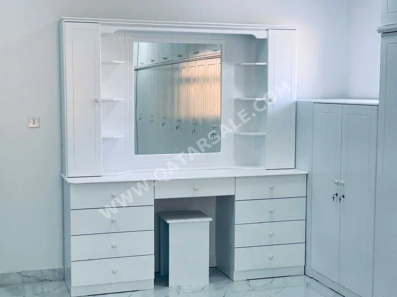 Wardrobes & Dressers - Dressing Table, Mirror, Chair & 2 Shelving Units ...