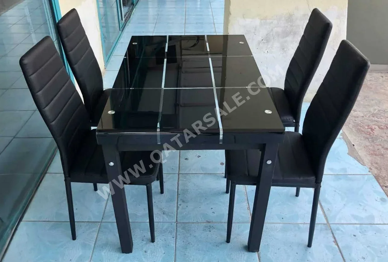 - Lifestyle Dining Table with Chairs - Black / Square - 4 Seats Glass ...