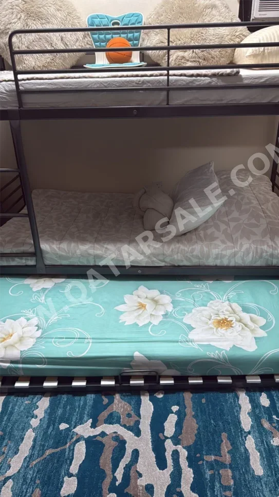 Metal - IKEA - Bunk Bed Twin Over Twin Neutral - Gray For Sale in Qatar